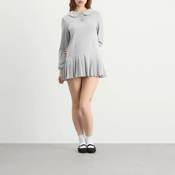 MY MUM MADE IT Polo Mini Long Sleeve Pleat Dress