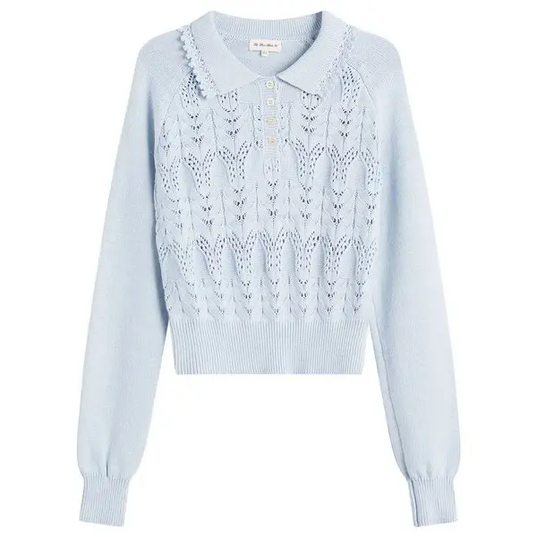 MY MUM MADE IT Buttoned Lace Knit Pullover