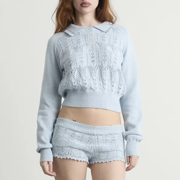 MY MUM MADE IT Buttoned Lace Knit Pullover