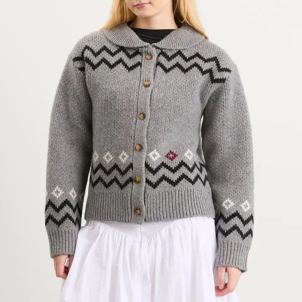DAMSON MADDER Cecily Bunny Intarsia Collar Cardigan