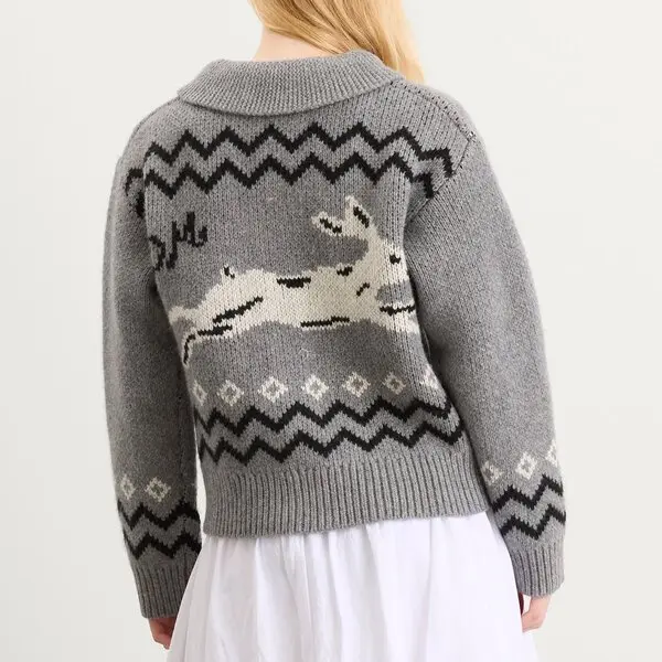 DAMSON MADDER Cecily Bunny Intarsia Collar Cardigan