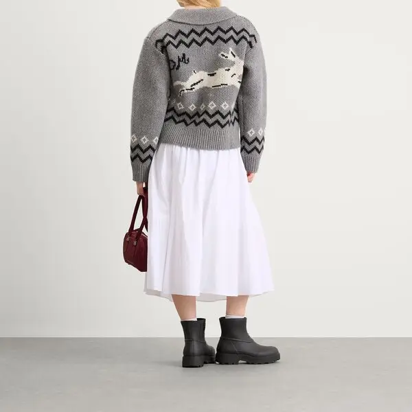 DAMSON MADDER Cecily Bunny Intarsia Collar Cardigan