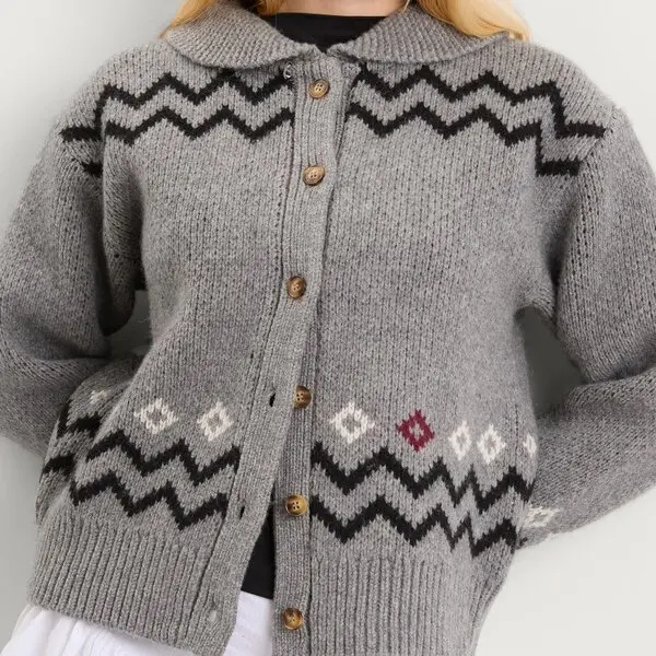 DAMSON MADDER Cecily Bunny Intarsia Collar Cardigan