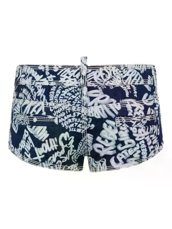 Dsquared2 Rebel Hibiscus Dark Flower Wash Shorts - Blue