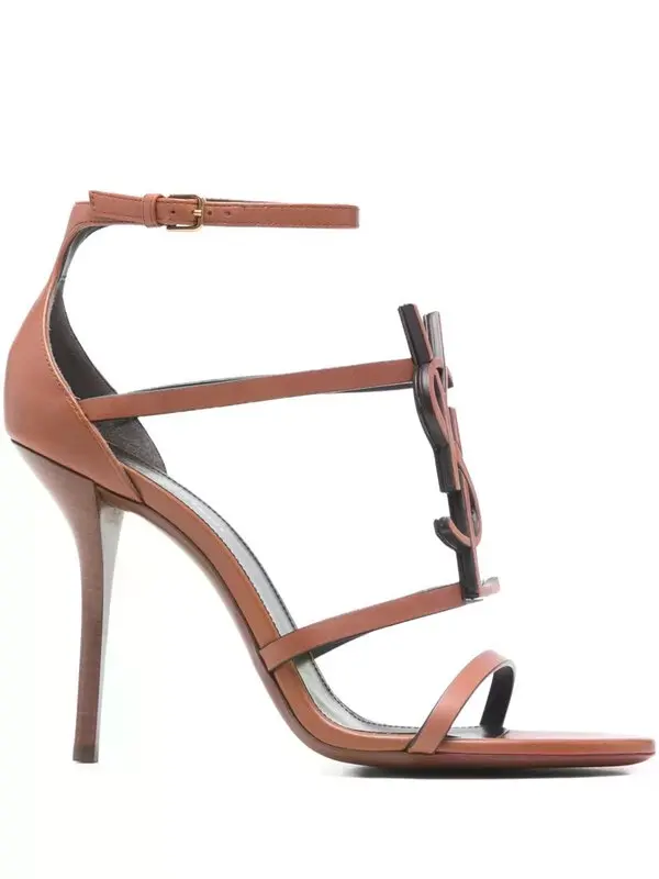 Saint Laurent 100mm Casandra Sandals - Brown