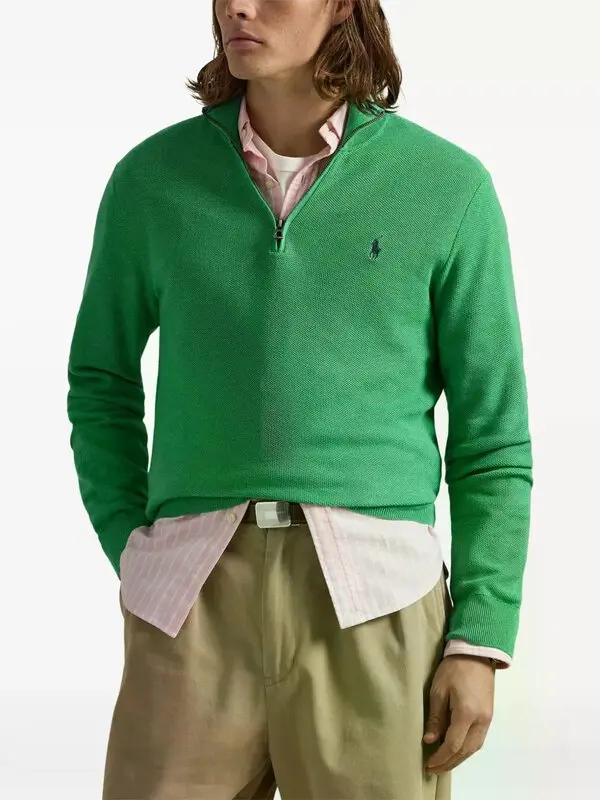 Polo Ralph Lauren Quarter-zip Cotton Sweater - Green