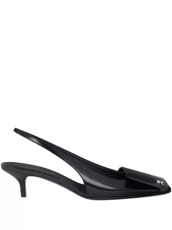 COURREGES 45mm Fold Leather Slingback Pumps - Black
