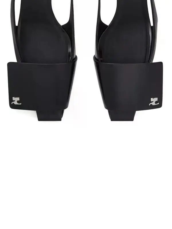 COURREGES 45mm Fold Leather Slingback Pumps - Black