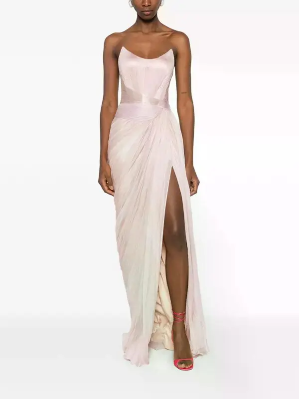 IRIS SERBAN Draped Metallic Maxi Dress