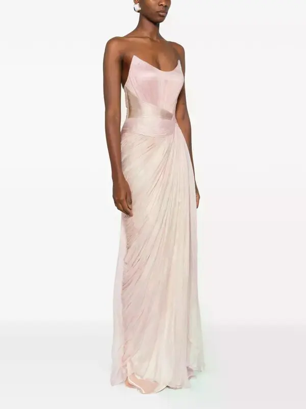 IRIS SERBAN Draped Metallic Maxi Dress