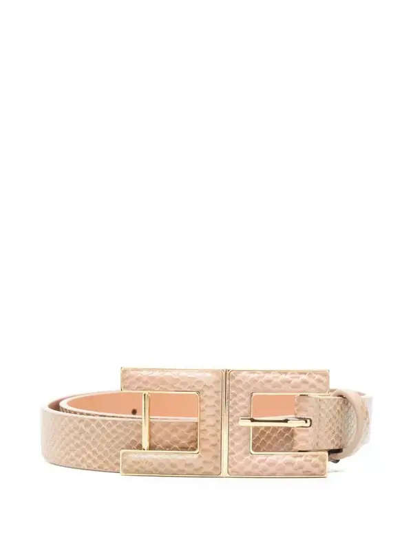 Elisabetta Franchi Embossed-effect Buckled Belt - Neutrals