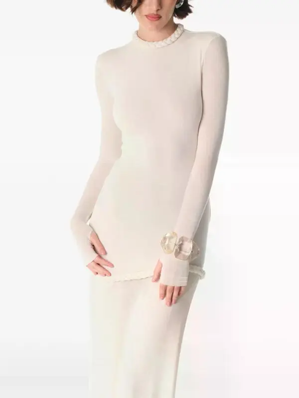 MANURI Nora Braided-trim Maxi Dress - Neutrals
