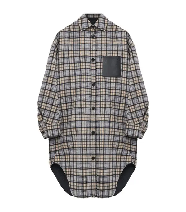 Loewe Wool-cashmere Check Coat - Beige