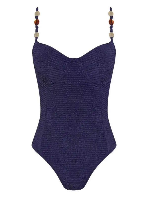 BRIGITTE Beaded-strap Swimsuit - Blue