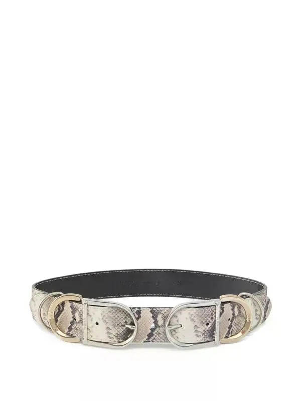 Pinko Snakeskin Effect Buckle Belt - Neutrals