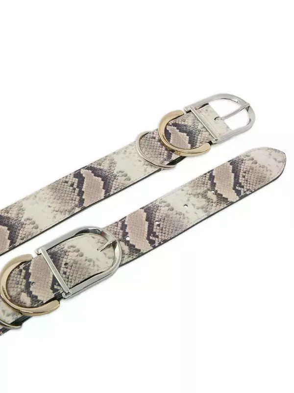 Pinko Snakeskin Effect Buckle Belt