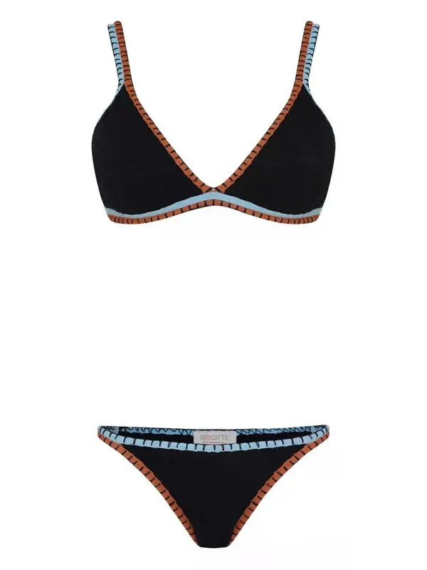 BRIGITTE Contrast-trim Triangle Bikini - Black