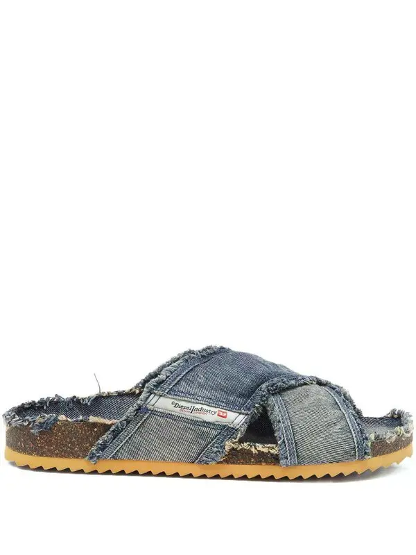 DIESEL® D-woodstock Cross Frayed Sandals - Blue