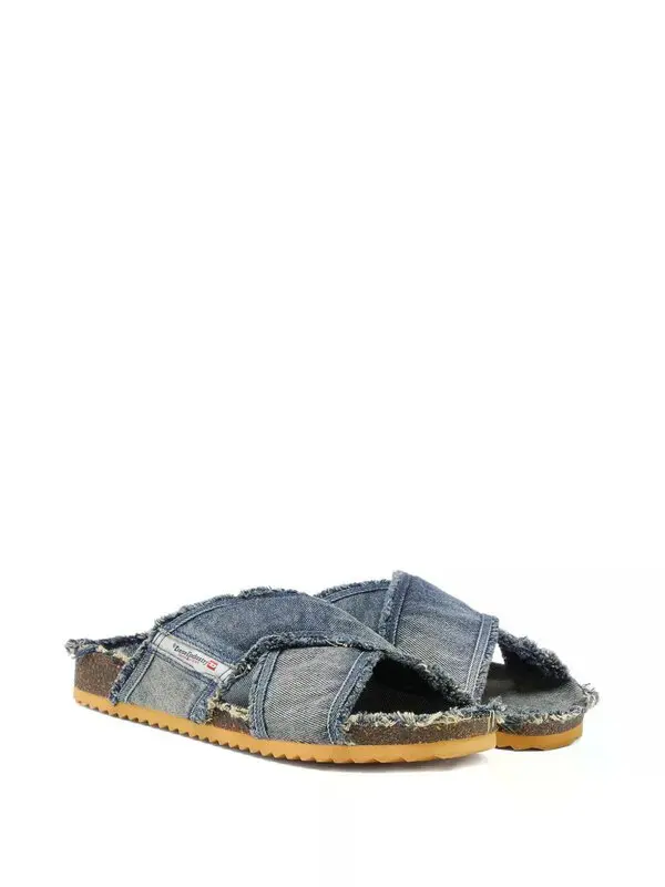 DIESEL® D-woodstock Cross Frayed Sandals - Blue