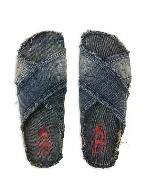 DIESEL® D-woodstock Cross Frayed Sandals - Blue
