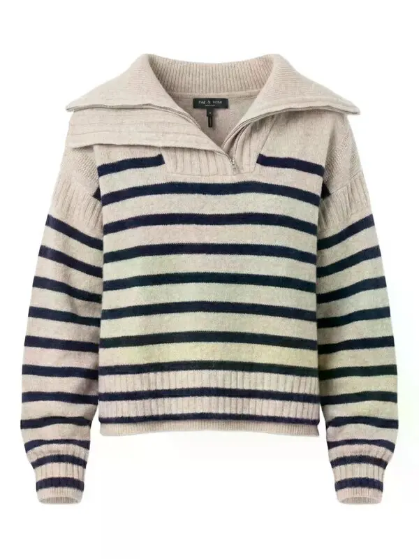 Rag & Bone Striped Quarter Zip Sweater