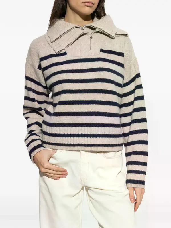 Rag & Bone Striped Quarter Zip Sweater