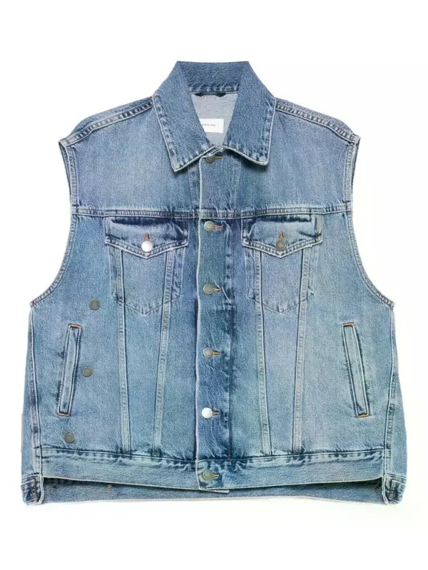 HAIKURE Button Denim Gilet - Blue