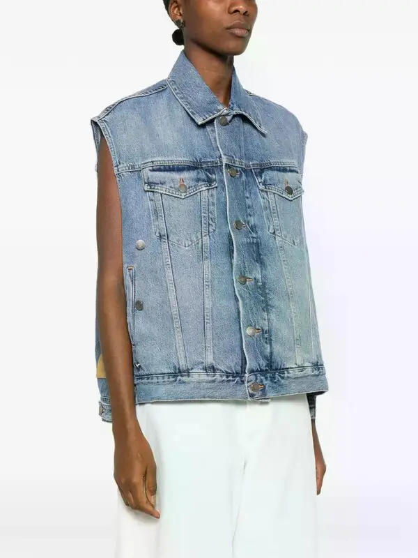 HAIKURE Button Denim Gilet - Blue