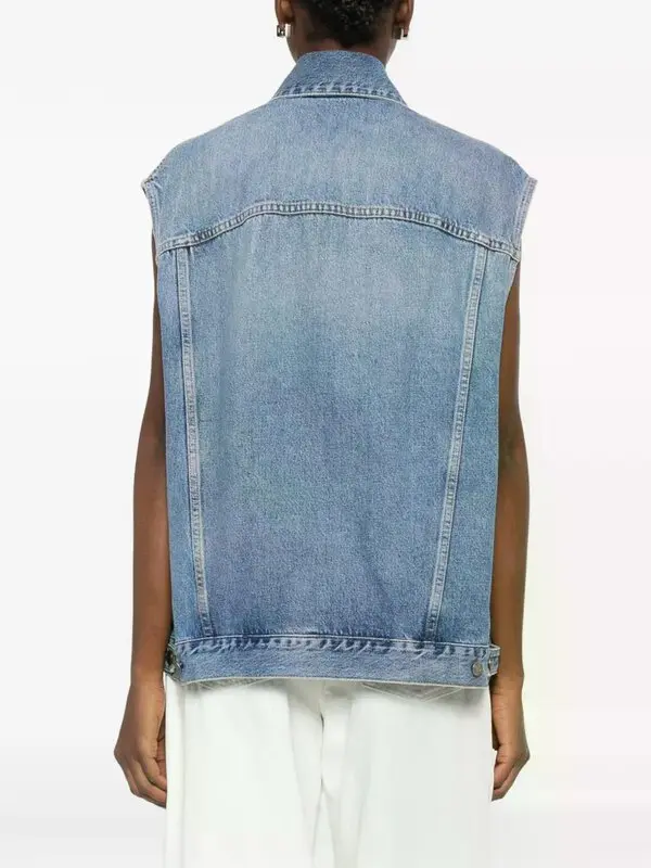 HAIKURE Button Denim Gilet - Blue