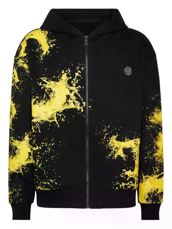 PLEIN SPORT Splash-print Zip Hoodie - Black