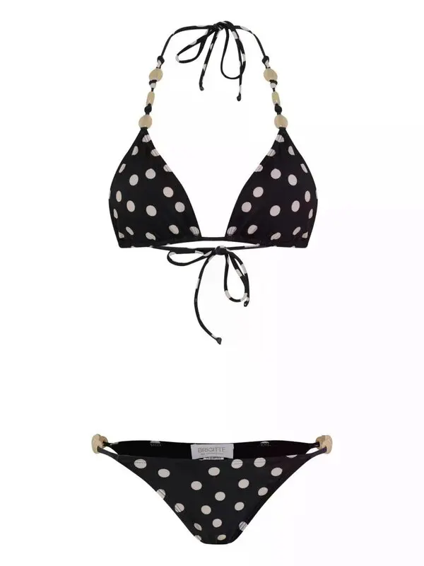 BRIGITTE Beaded-strap Polka Dot Bikini