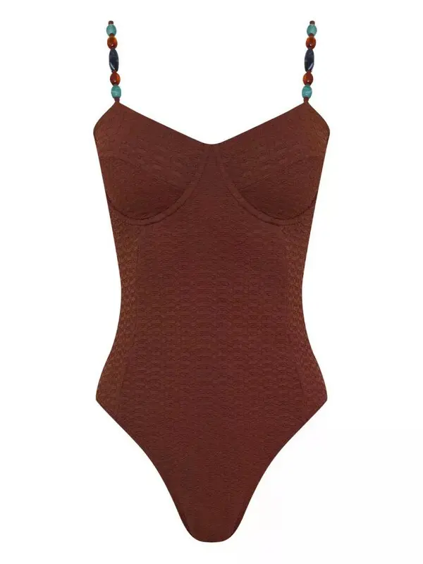 BRIGITTE Textured One-piece Swimsuit With Beaded Straps