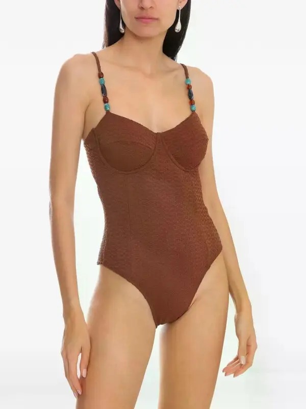 BRIGITTE Textured One-piece Swimsuit With Beaded Straps