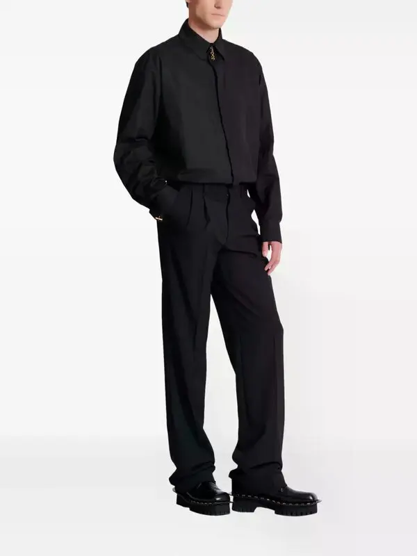 Balmain Wool Trousers With Embroidered Label