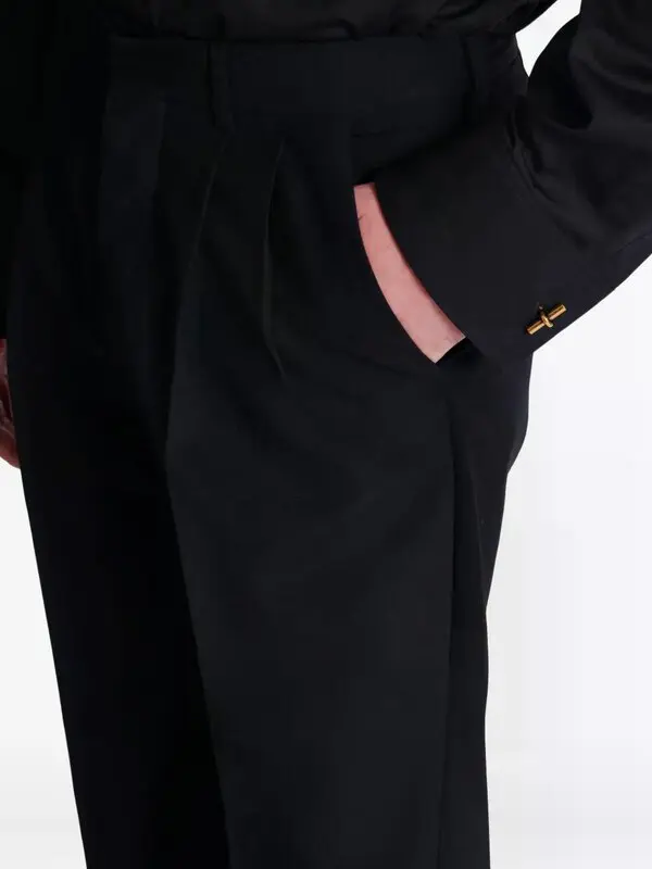 Balmain Wool Trousers With Embroidered Label