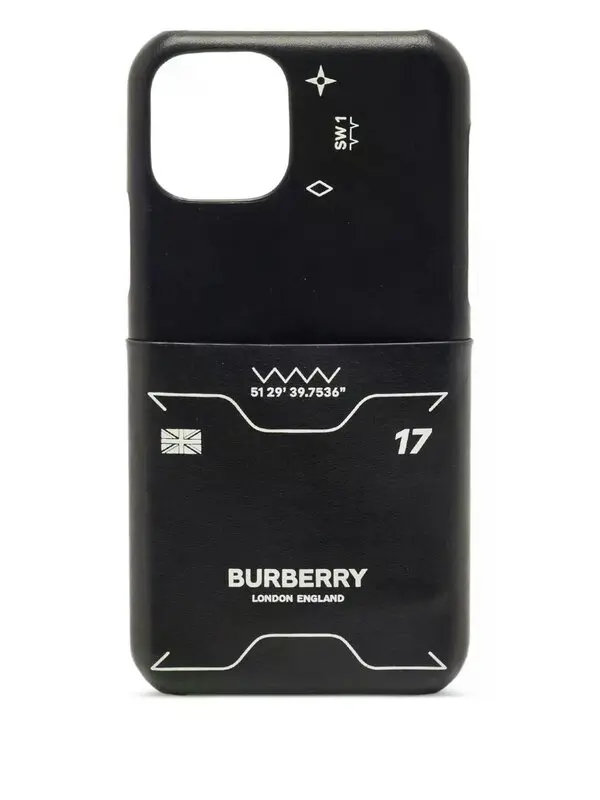 Burberry Leather Print Iphone 11 Pro Case - Black
