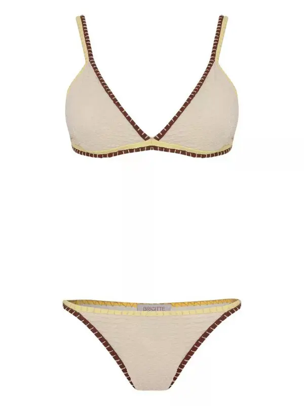 BRIGITTE Contrast-trim Bikini - Neutrals