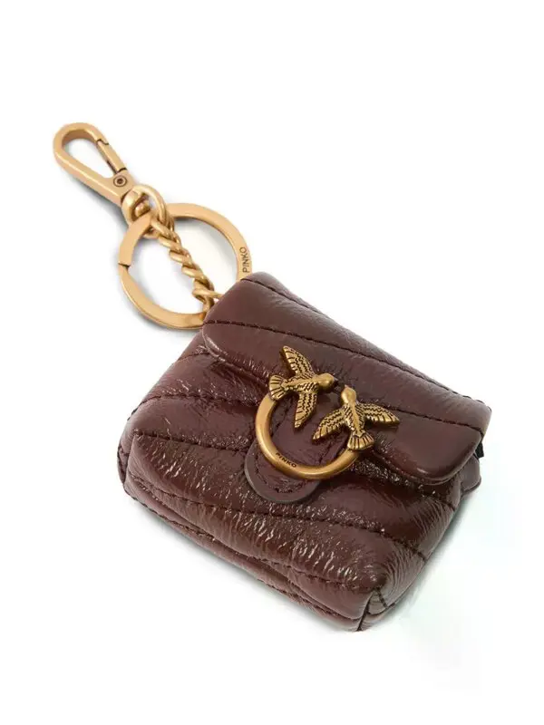 Pinko Love Bag Puff Airpods Case In Shiny Leather - Brown