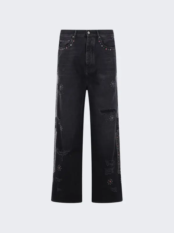 Amiri Bones Studded Baggy Jean - Black