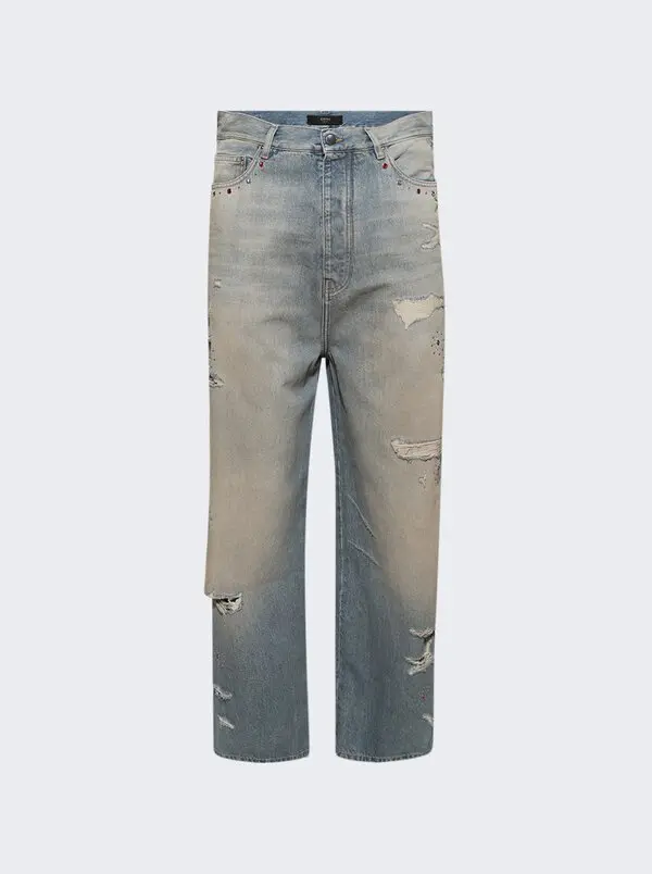 Amiri Bones Studded Baggy Jeans - Blue