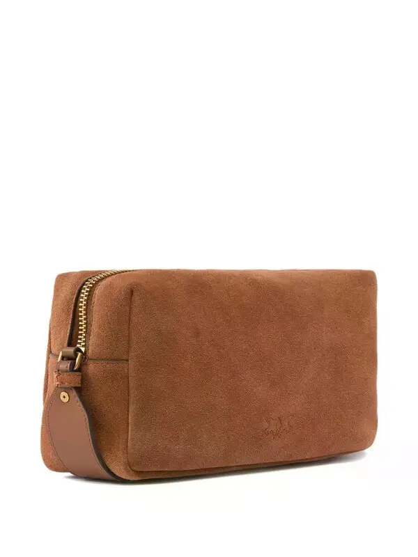 Pinko Suede Medium Shoulder Bag With Diamond Cut Logo - Brown