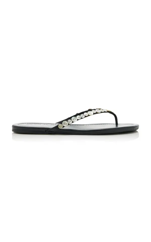 Staud Freja Embellished Thong Sandals - Black