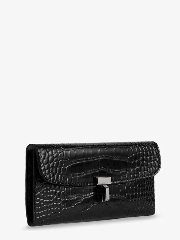 TOTEME Tlock Croco Print Leather Wallet