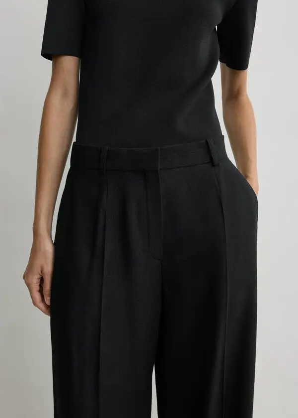 TOTEME Wide Tailored Flannel Trousers - Black