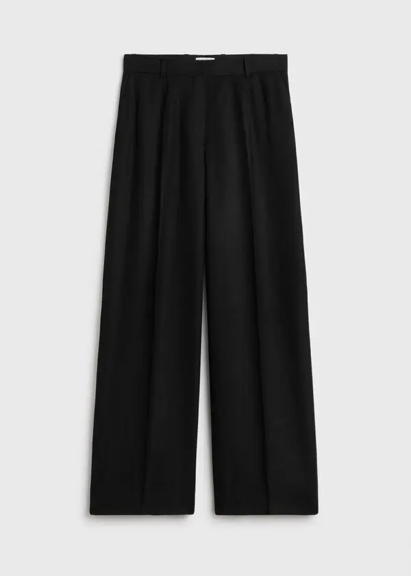 TOTEME Wide Tailored Flannel Trousers - Black