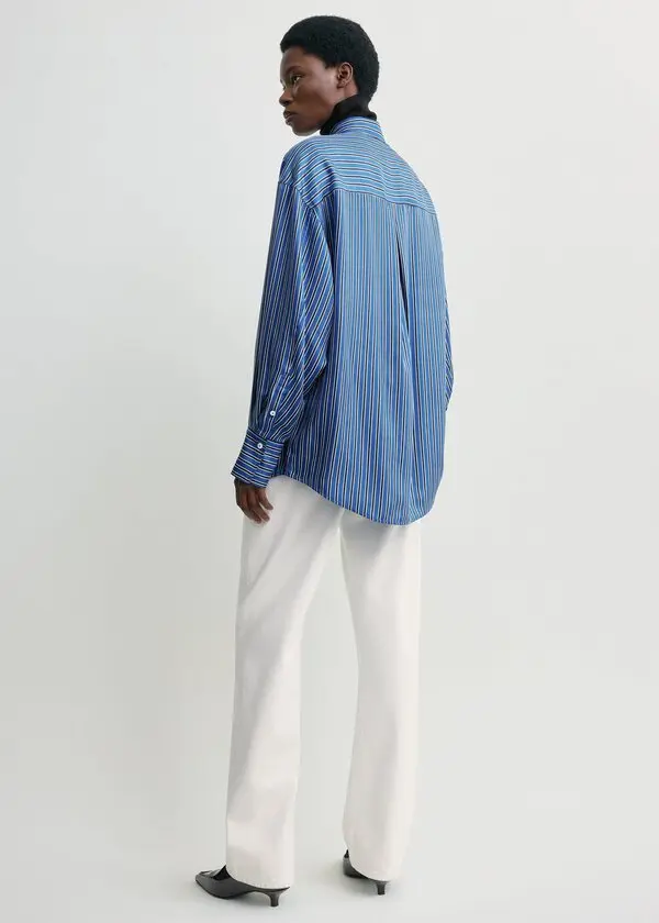 TOTEME Striped Silk Shirt - Blue