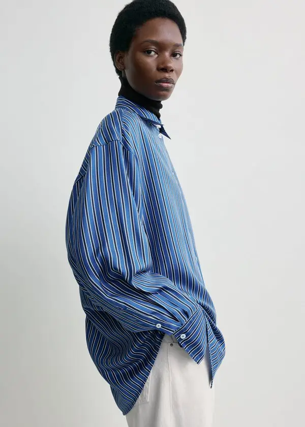 TOTEME Striped Silk Shirt - Blue