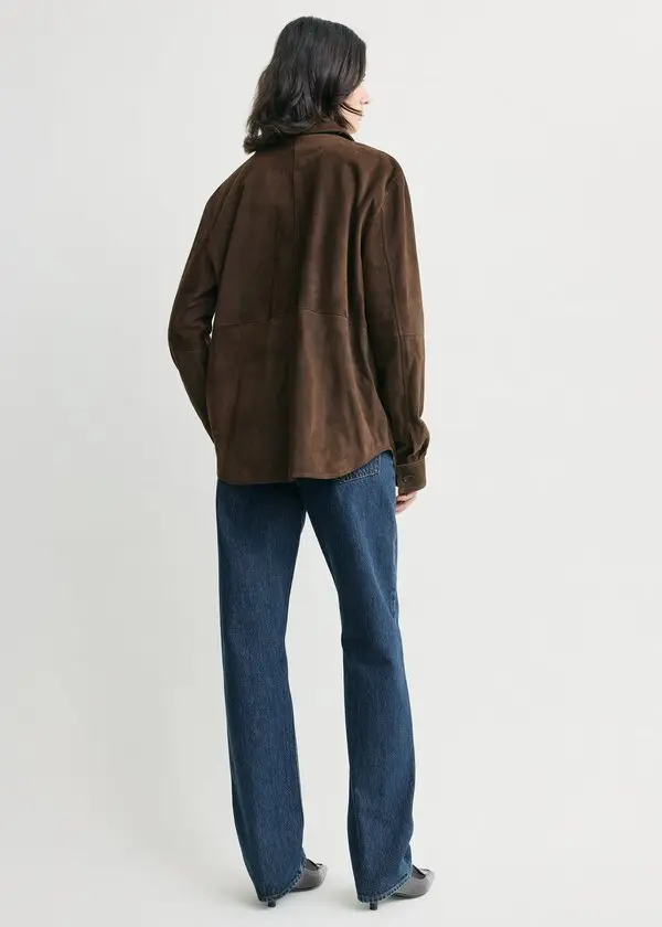 TOTEME Suede Overshirt - Bark