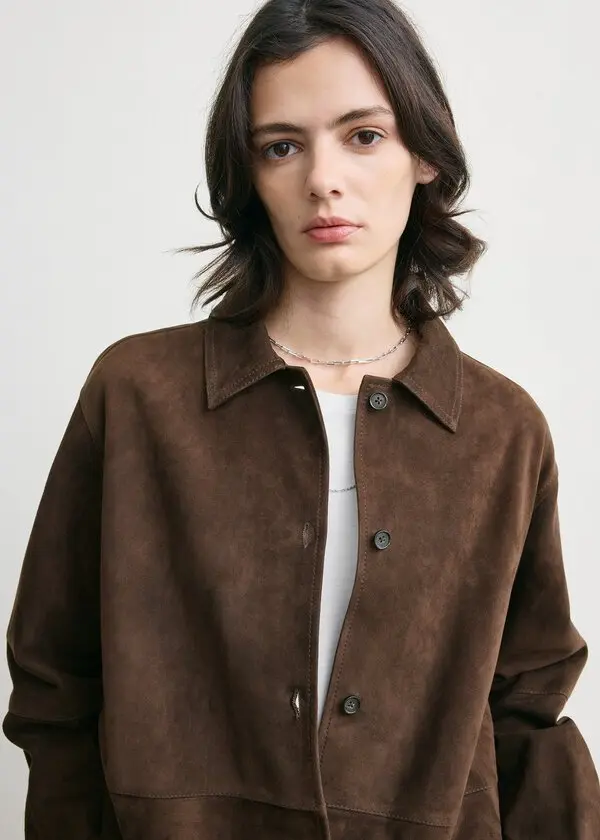 TOTEME Suede Overshirt - Bark