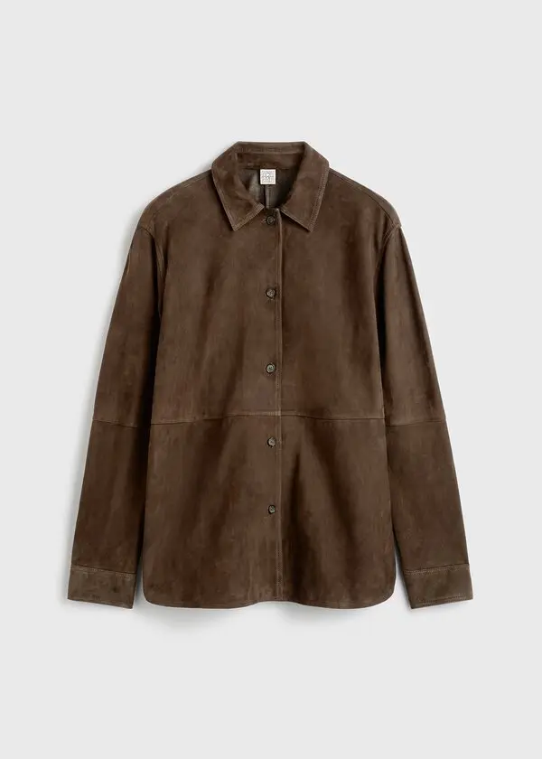 TOTEME Suede Overshirt - Bark